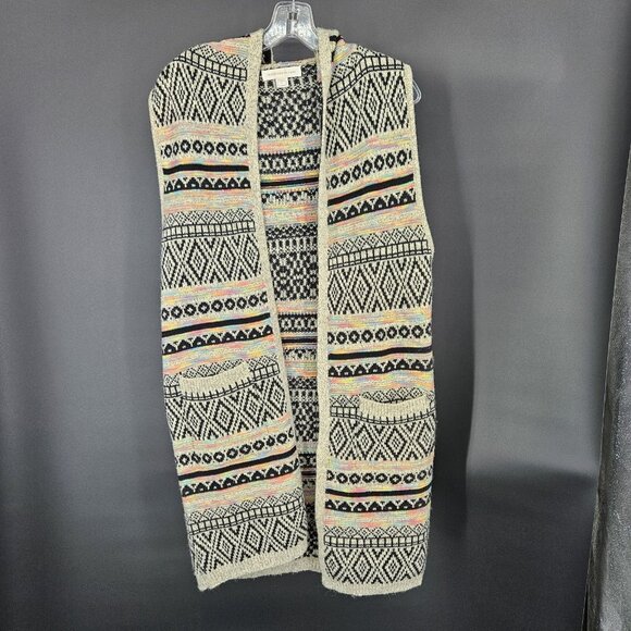 Monteau | Sweaters | Monteau Sweater Vest Womens Large Hooded Knit Boho ...